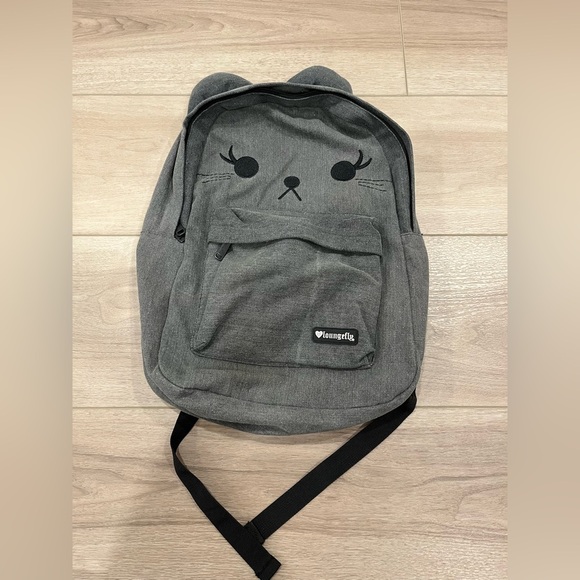 Loungefly | Bags | Loungefly Kitty Cat Gray Denim Kitten 3d Ears ...